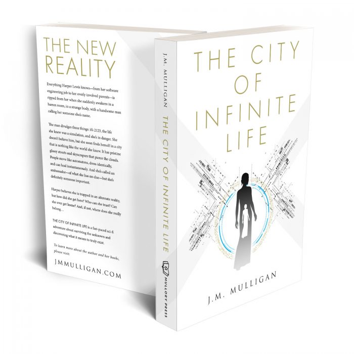 The City Of Infinite Life: scifi thriller book design by Mark Thomas